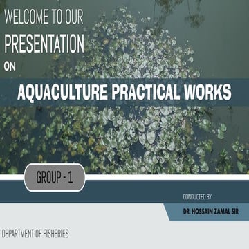 A Presentation on Aquaculture Practical Works | PPT