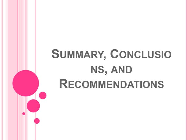 Chapter 5 SUMMARY OF FINDINGS, CONCLUSION AND RECCOMENDATION | DOCX