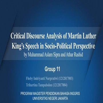 Analysis on spoken discourse of martin luther king's speech in socio ...