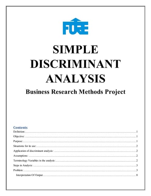 Multiple discriminant analysis | PPTX | Physics | Science