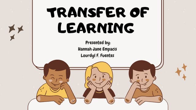 Transfer of learning - – types of transfer – teaching for positive ...