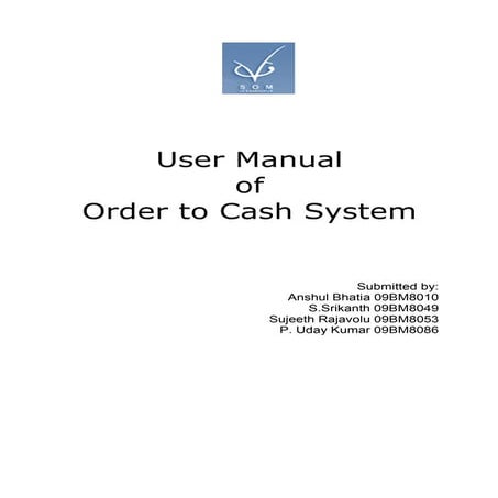 Order to Cash User Manual | PDF