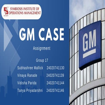 General Motors (GM) Case Study Assignment | PDF
