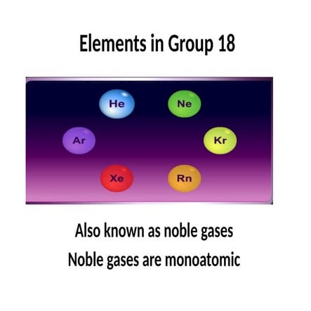 Group 18 elements PERIODIC TABLE (NOBLE GASES) | PPTX