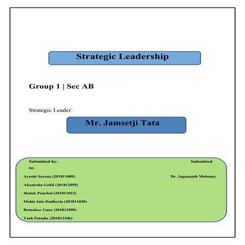 Strategic Leadership - JRD TATA | PDF