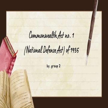 COMMONWEALTH ACT NO. 1 (NATIONAL DEFENSE ACT) OF 1935 | PDF