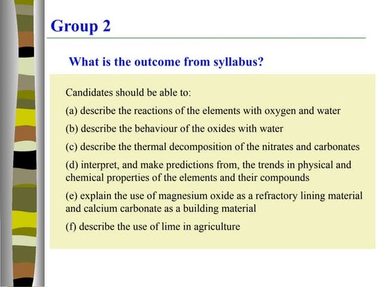 Group 2 Elements - Trends and Properties | PPT | Chemistry | Science