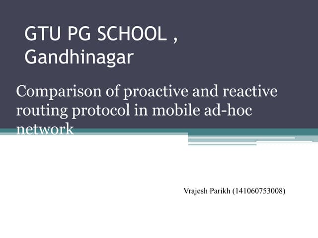 Proactive And Reactive Routing Comparisons Pptx