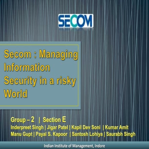 secom : managing information security in a risky world | PPTX ...