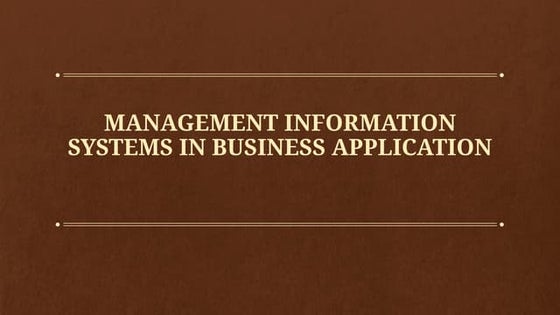 Management Information System ( MIS ) | PPT