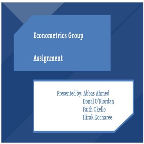 Econometrics: Autocorrelation and Time series graph assignment | PPT