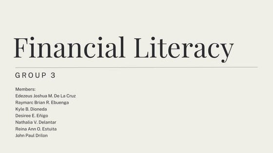Financial Literacy | PPTX | Consumer Banking | Personal Finance