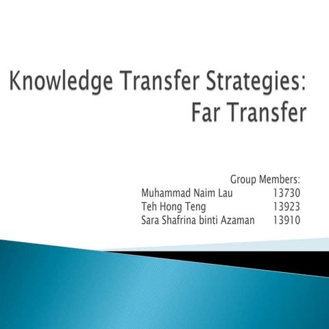 Knowledge Transfer Strategies: Far Transfer | PPTX