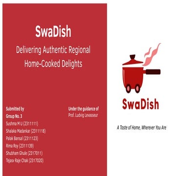 Group3_SwaDish_PPT for Entrepreneurship Course | PPT