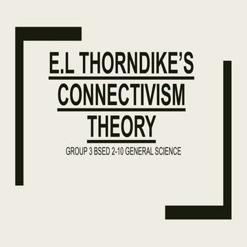 Thorndike's Connectionism Theory | PPTX