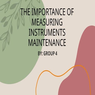 THE IMPORTANCE OF MEASURING INSTRUMENTS MAINTENANCE | PPTX