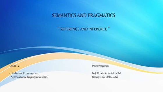 Pragmatic Referece and Inference | PPT