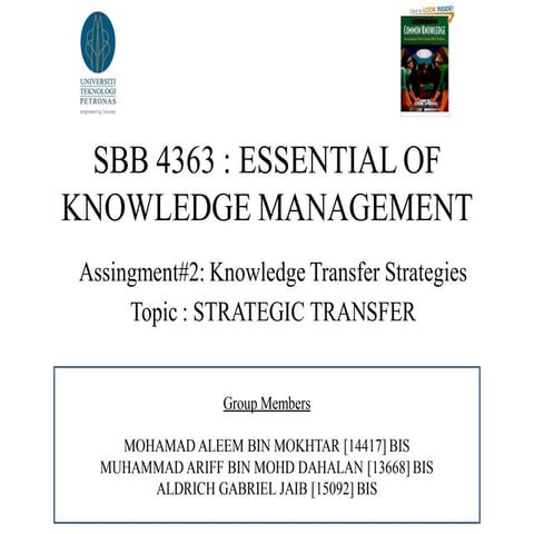 Knowledge Transfer Strategies: Strategic Transfer | PDF