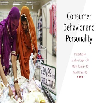 Personality and consumer behavior | PPTX