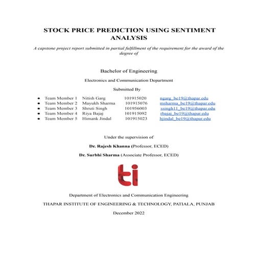 stock price prediction using sentiment analysis | PDF
