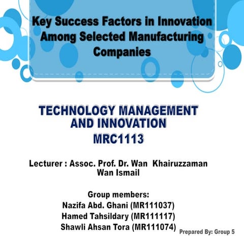 Key Success Factor in Manufacturing | PPTX