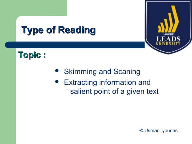 Reading techniques | PPTX