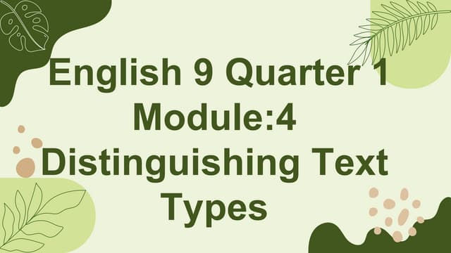 English 9 - Text Types | PPTX