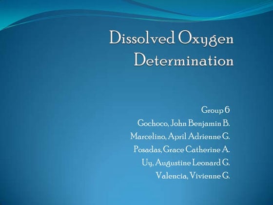 Dissolved oxygen and its method of determination | PPTX | Chemistry ...
