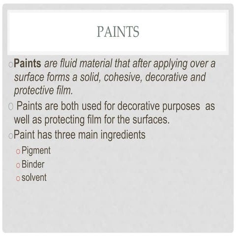 Manufacture of paints | PPTX