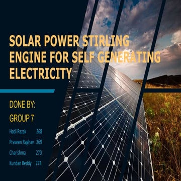Solar power stirling energy for sef generating electricity seminar ppt ...