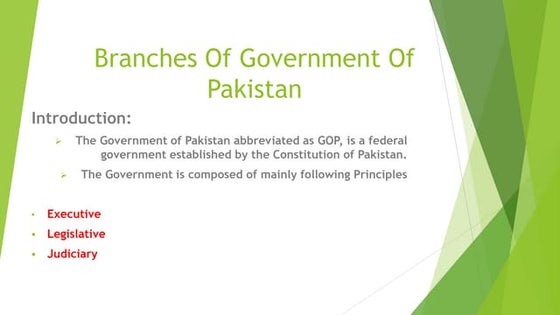 Branches of government / Structure of Government in Pakistan | PDF