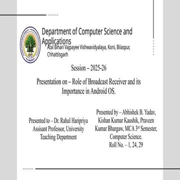 Importance of Broadcast Receiver in android OS | PPTX