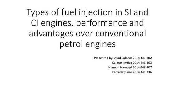 Fuel Injection in Compression Ignition Engine | PPT