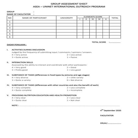 Group assessment sheet | PDF