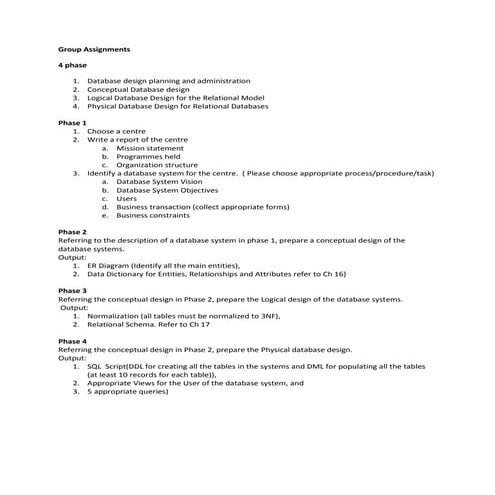 Group assignments | PDF | Databases | Computer Software and Applications