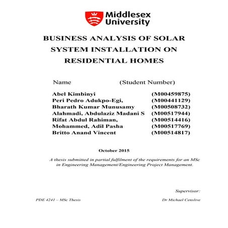 Project on a Business Plan for the Solar system installation on ...