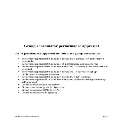Group coordinator performance appraisal | DOCX