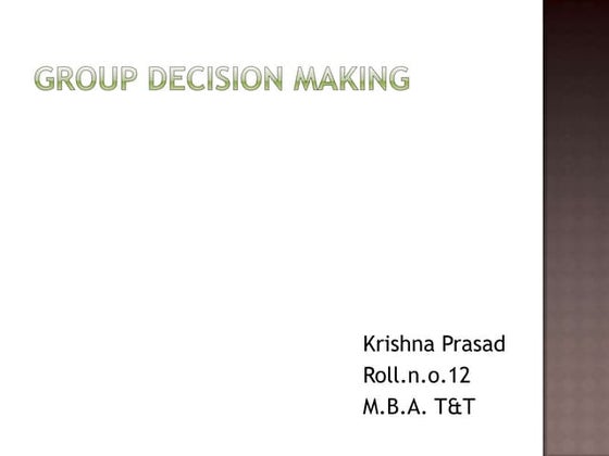 Techniques of group decision making | PPTX