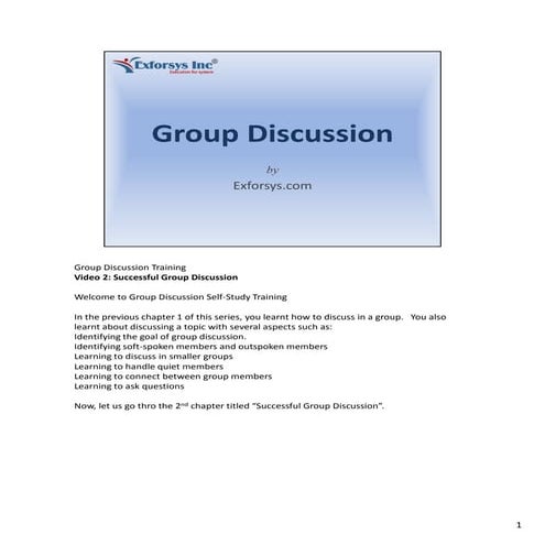 Successful Group Discussion Tips | PDF