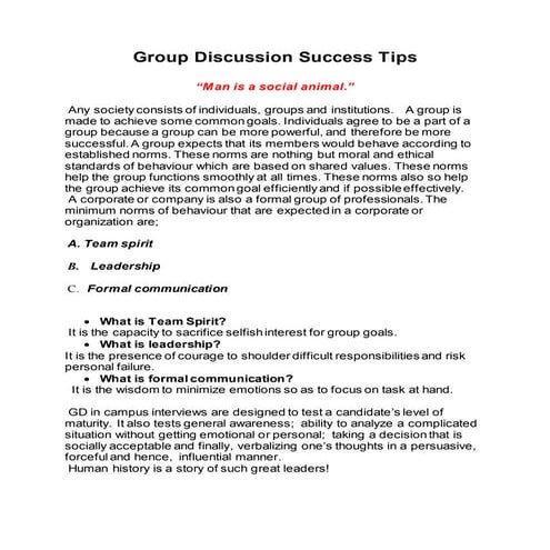 Group Discussion: Success Tips | DOCX