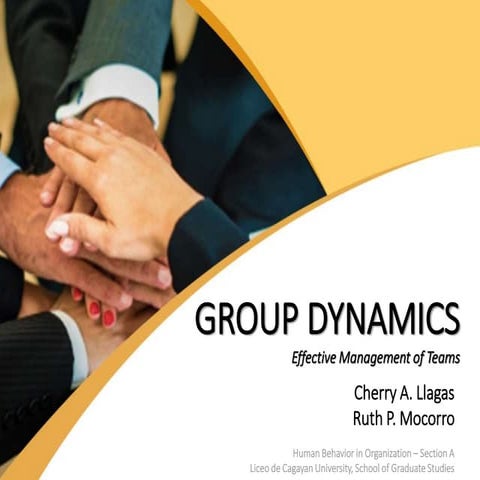 Group Dynamics and Effective Management of Teams | PPTX
