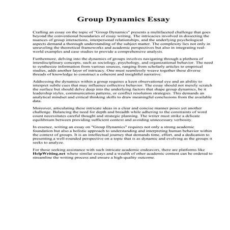 Group Dynamics Essay | PDF