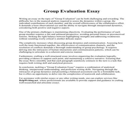Reflective Essay On Teamwork | PDF