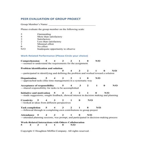 Group evaluation form | PDF