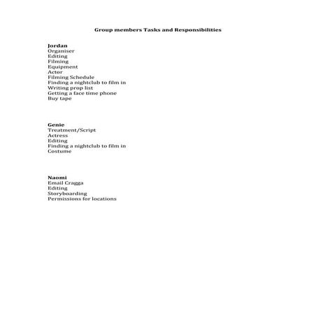 Group members tasks and responsibilities | PDF