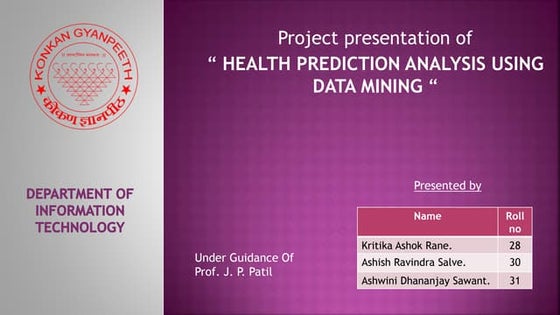 Disease prediction using machine learning | PPT