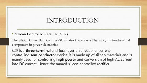 Silicon controlled rectifier ( SCR ) | PPTX | Operating Systems | Computer Software and Applications
