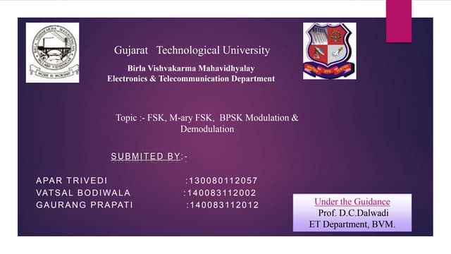 bfsk binary frequency shift keying pp.pptx | Digital Audio | Computer Software and Applications