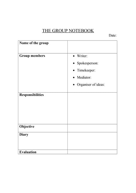Evaluation of the group work | PDF
