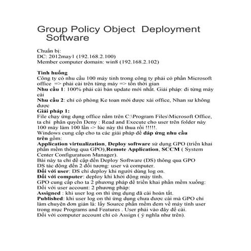 Group policy object deployment software | PDF